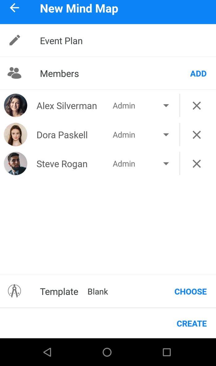 Creating a new Mind Map (iOS and Android)