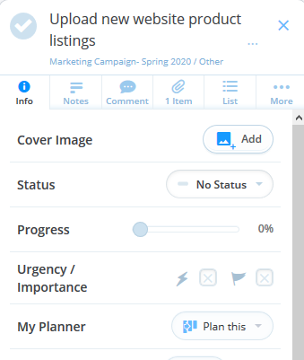Urgency levels in Tasks