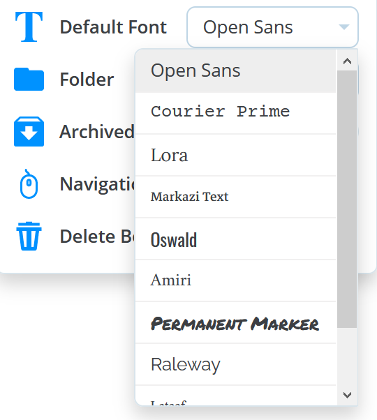 Changing the default font for a whiteboard