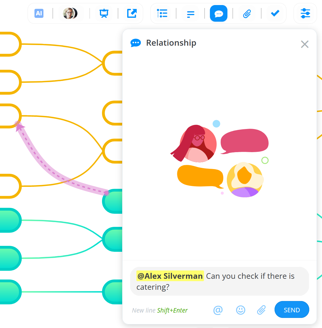 Arrows in Mind Maps (create relationships between branches)