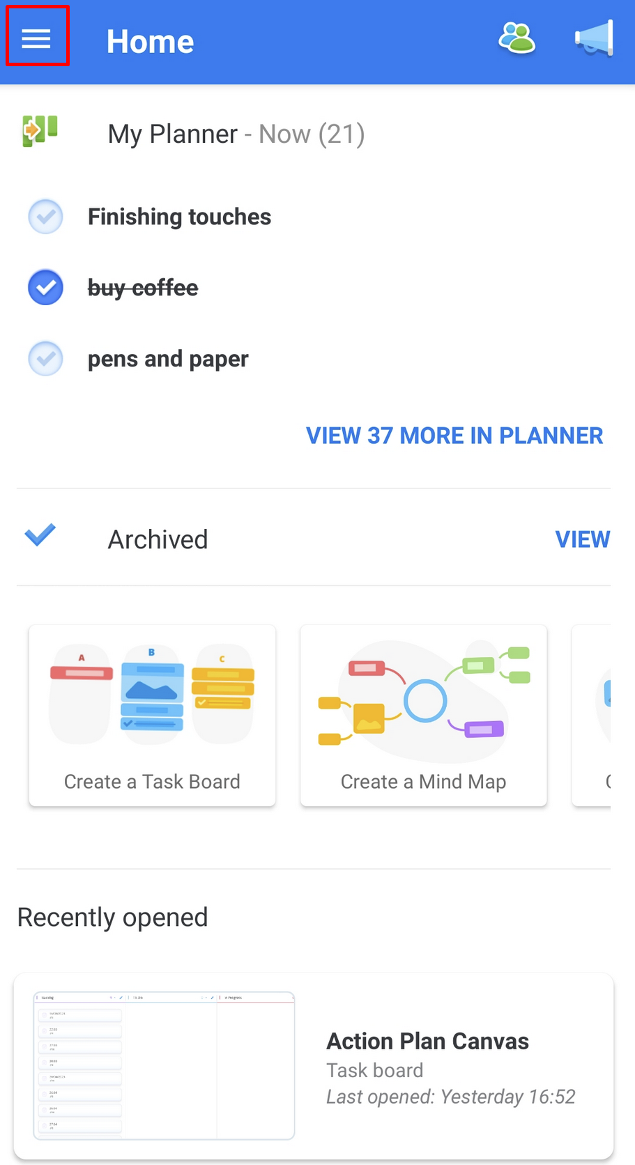 Creating a new Task Board (iOS and Android)