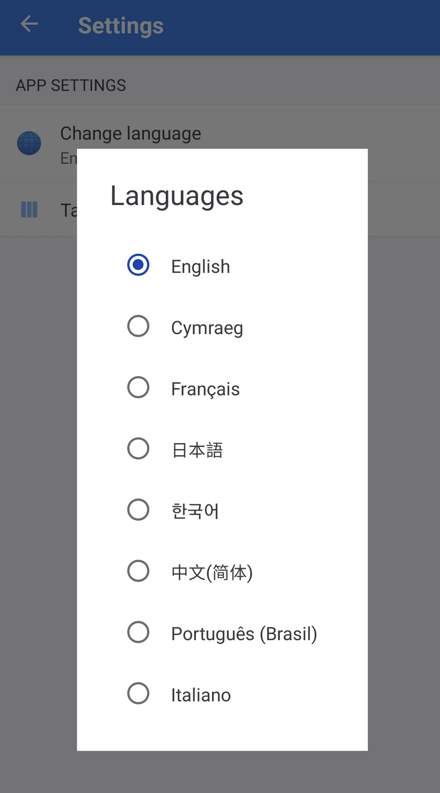 Choosing your preferred language