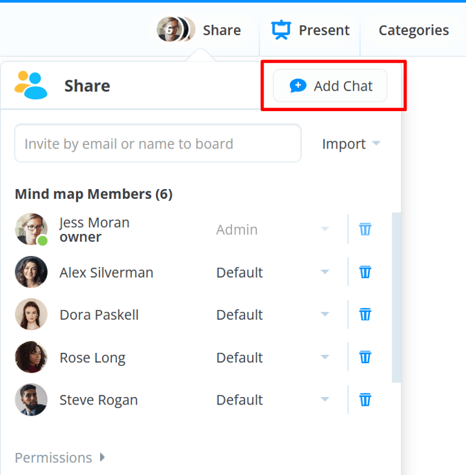 Starting an Ayoa Group Chat from a Mind Map