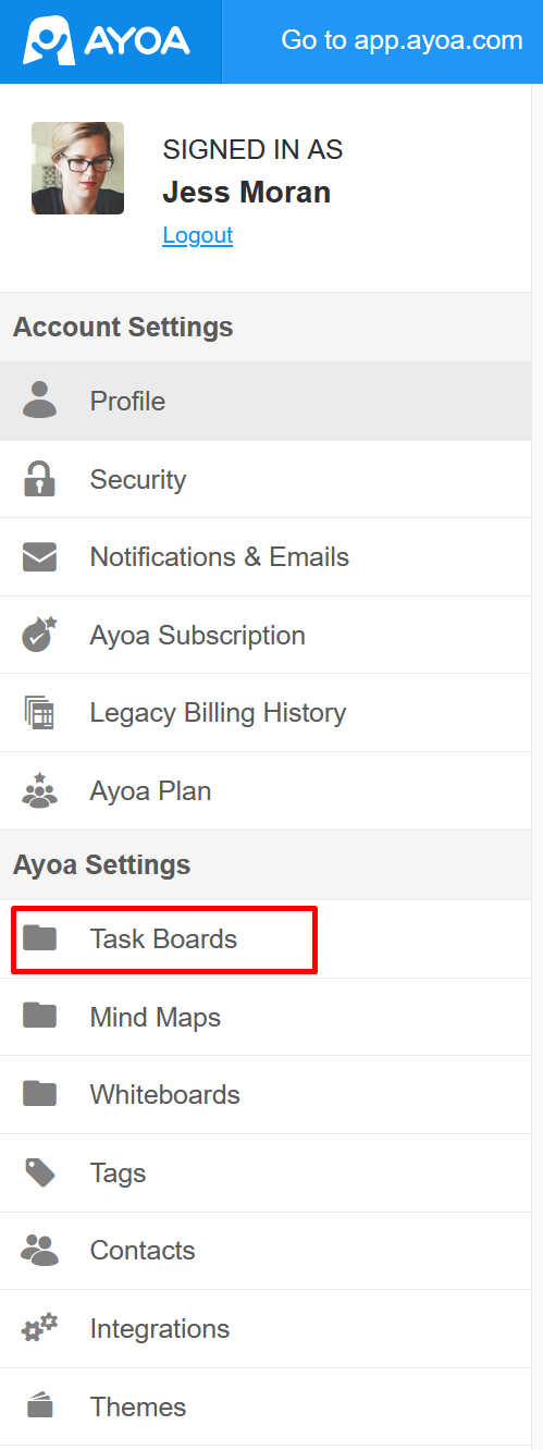 Exporting a Task Board