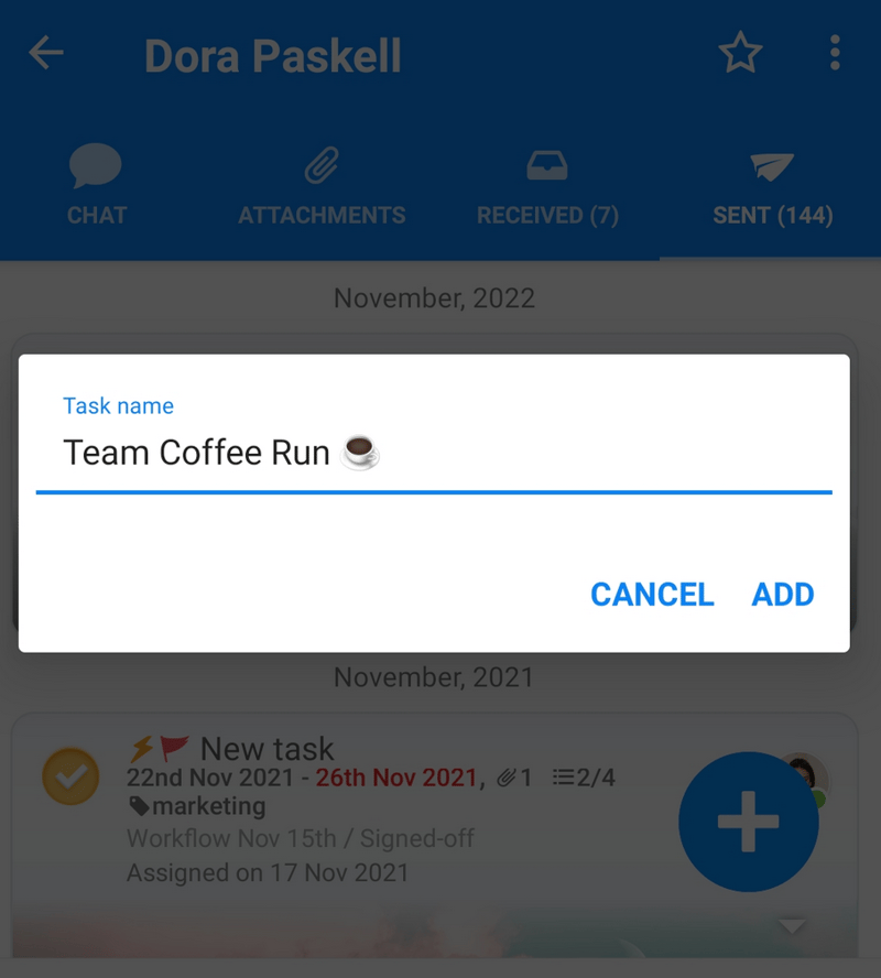 Send and Receive Tasks in Ayoa Chat on iOS and Android