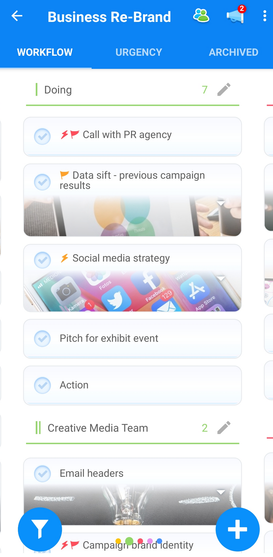 Task Board / Workflow view (iOS and Android)