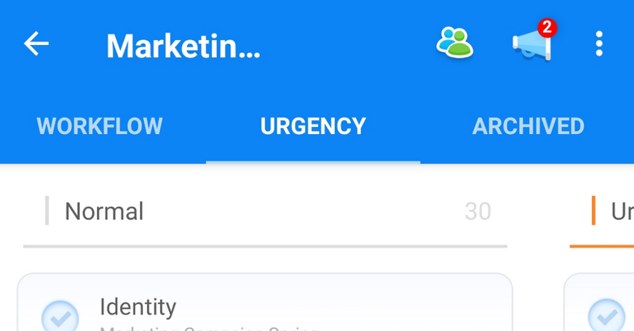 Task Board urgency: list view (iOS and Android)