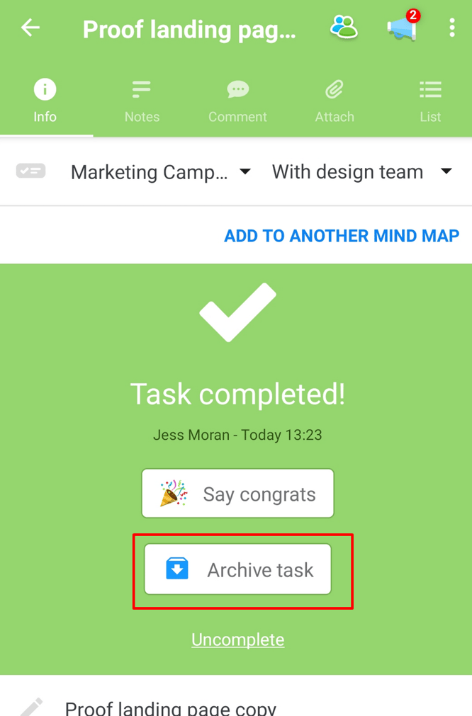 Completed and archived Tasks (iOS and Android)
