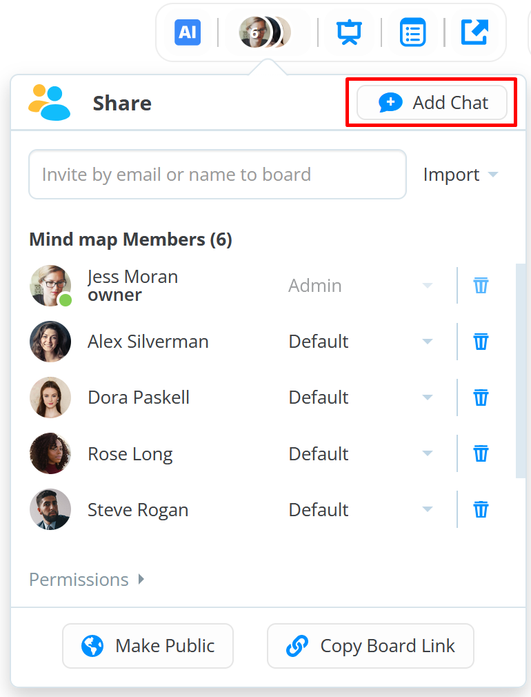 Starting an Ayoa Group Chat from a Mind Map