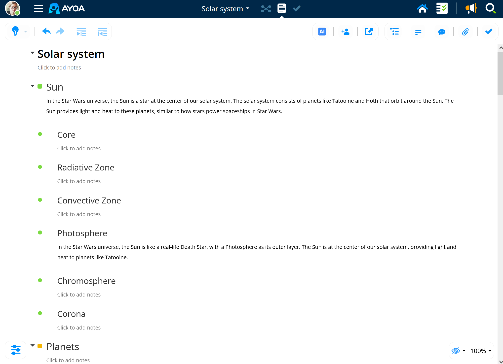Exporting your Mind Map from a Document view