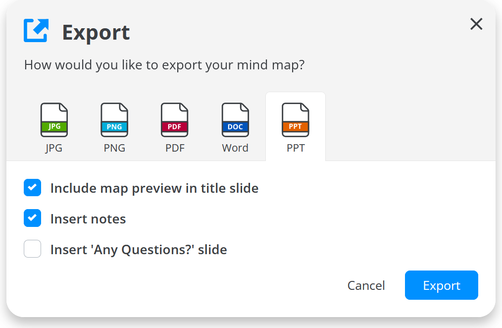 Exporting your Mind Map as a PowerPoint