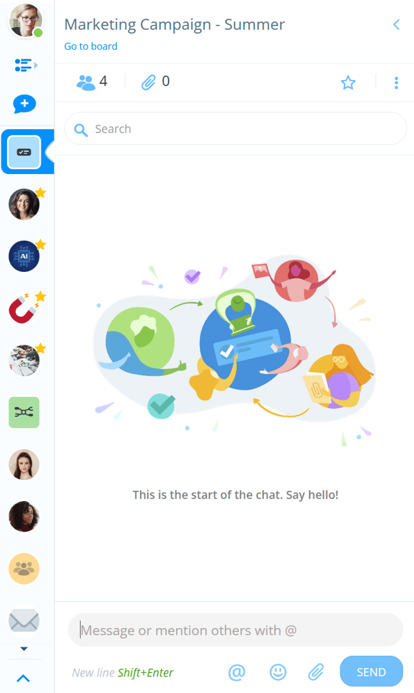 Starting a Chat from a Task Board (Workflow/Kanban)