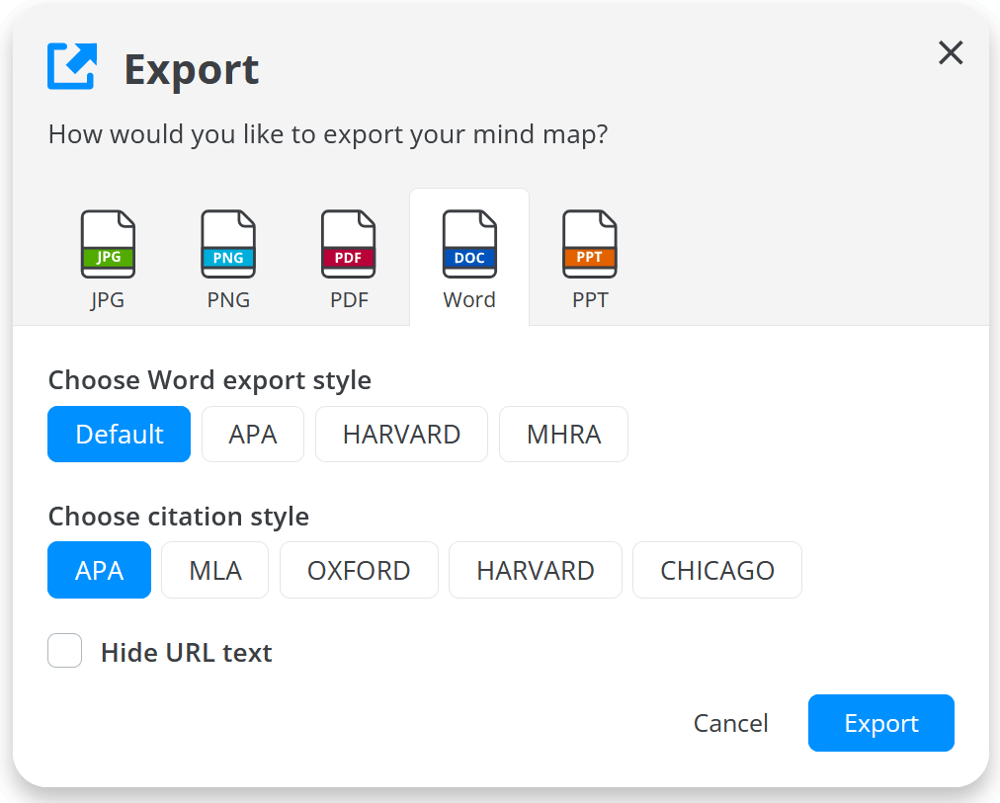 Exporting a Mind Map as a Word Document
