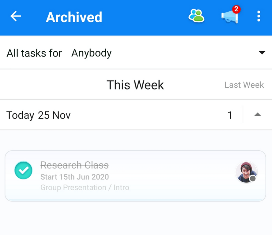 Completed and archived Tasks (iOS and Android)