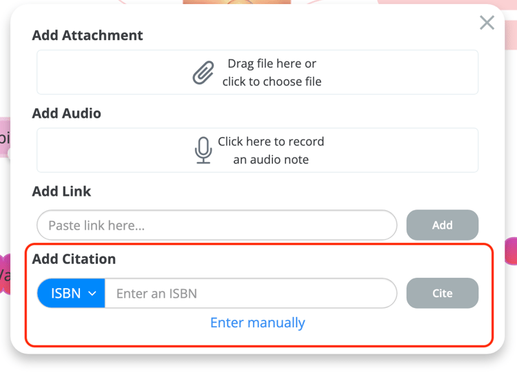 Adding a citation reference Mind Maps
