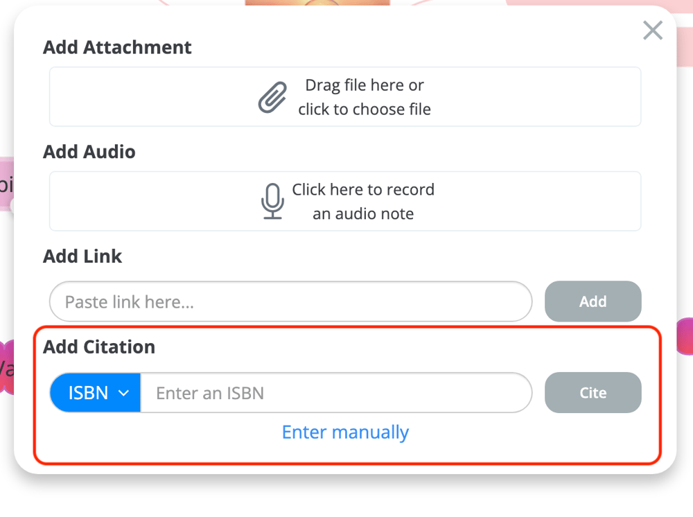 Adding a citation reference Mind Maps