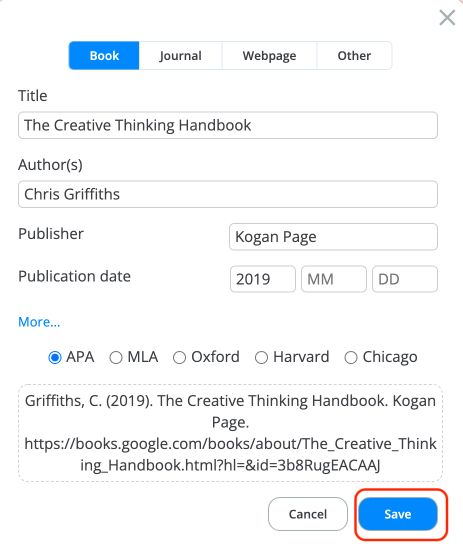 Adding citation references to Mind Maps