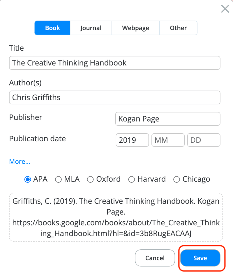 Adding citation references to Mind Maps