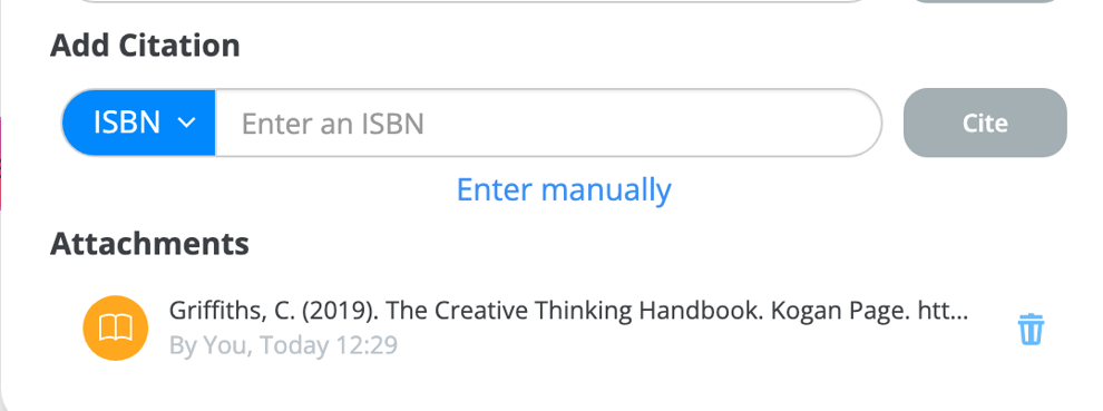 Adding a citation reference Mind Maps
