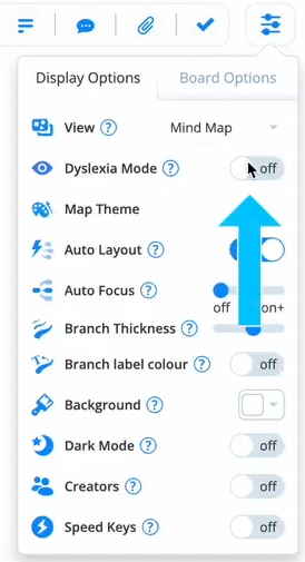 Dyslexia view in Mind Maps