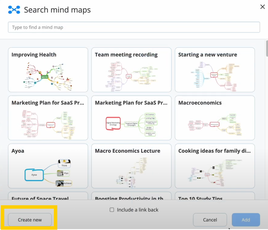 AYOA Create New Mind Maps Directly from Branches!